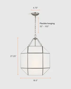 Quince Geometric Steel Lantern Light - Silver