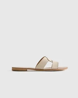 Quince Italian Leather Cutout Slide Sandals - Bone