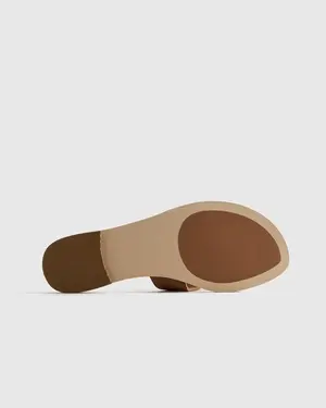 Quince Italian Leather Cutout Slide Sandals - Cognac