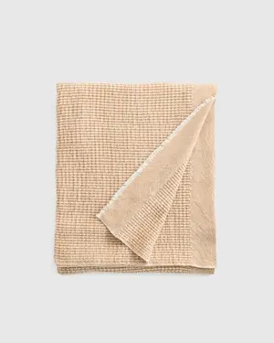 Quince Cashmere Wool Patterned Throw - Camel