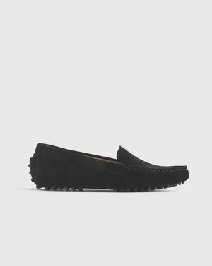 Quince Suede Driver Loafer - Black