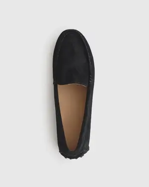 Quince Suede Driver Loafer - Black