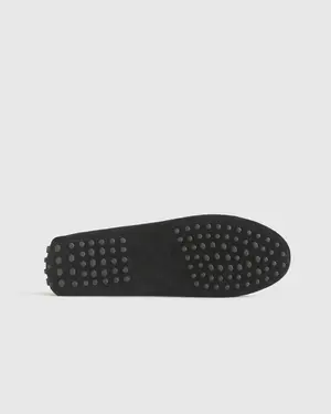 Quince Suede Driver Loafer - Black