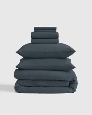 Quince Organic Brushed Cotton Deluxe Bedding Bundle - Nightfall