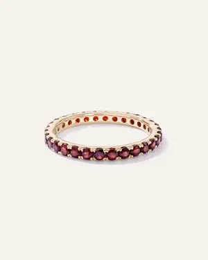 Quince 14k Gold Gemstone Pave Eternity Band Ring - Garnet