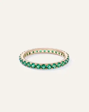 Quince 14k Gold Gemstone Pave Eternity Band Ring - Lab Created Emerald