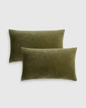 Quince Classic Cotton Velvet Pillow Cover - Moss
