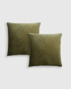 Quince Classic Cotton Velvet Pillow Cover - Moss
