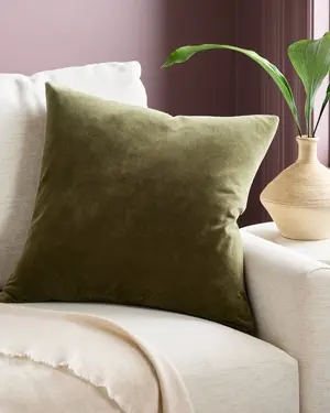 Quince Classic Cotton Velvet Pillow Cover - Moss