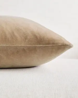 Quince Classic Cotton Velvet Pillow Cover - Taupe