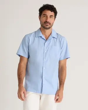 Quince Stretch Poplin Camp Shirt - Light Blue