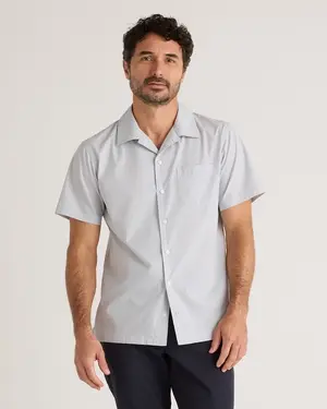 Quince Stretch Poplin Camp Shirt - Light Grey