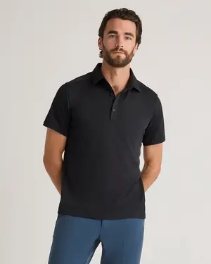Quince Commuter Stretch Pique Polo - Black