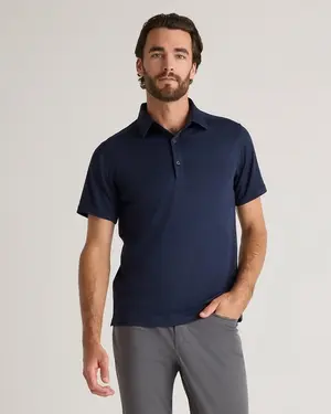 Quince Commuter Stretch Pique Polo - Navy
