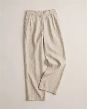 Quince 100% European Linen Pleated Trouser - Flax