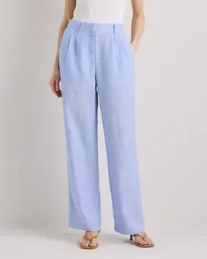 Quince 100% European Linen Pleated Trousers - French Blue
