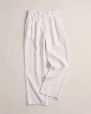 Quince 100% European Linen Pleated Trouser - White