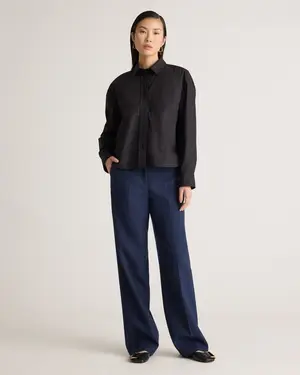 Quince Organic Cotton Poplin Cropped Long Sleeve Shirt