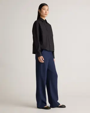 Quince Organic Cotton Poplin Cropped Long Sleeve Shirt