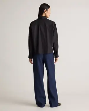 Quince Organic Cotton Poplin Cropped Long Sleeve Shirt