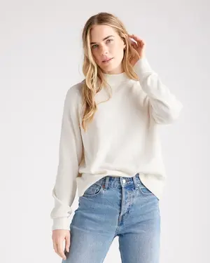 Quince Organic Cotton Mock Neck Sweater