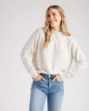 Quince Organic Cotton Mock Neck Sweater