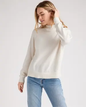 Quince Organic Cotton Mock Neck Sweater