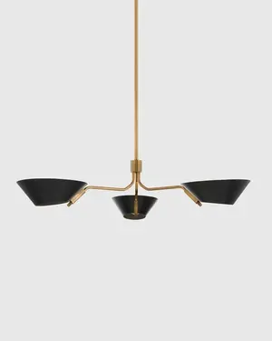 Quince Mid-century Armed Iron Chandelier - Black