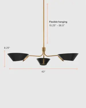Quince Mid-century Armed Iron Chandelier