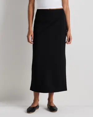 Quince Ultra-stretch Ponte Maxi Pencil Skirt - Black
