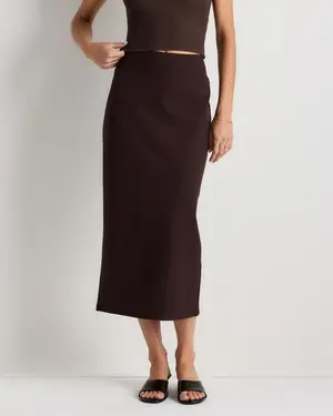 Quince Ultra-stretch Ponte Maxi Pencil Skirt - Espresso