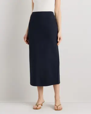 Quince Ultra-stretch Ponte Maxi Pencil Skirt - Navy