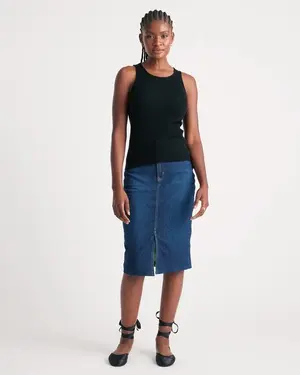 Quince Featherweight Cashmere Ribbed Tank Top - Black