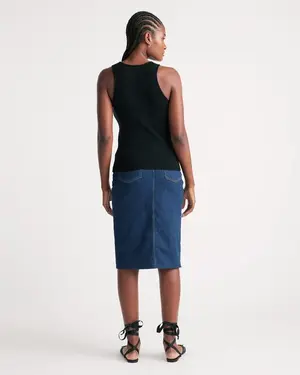 Quince Featherweight Cashmere Ribbed Tank Top - Black