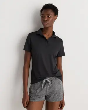 Quince Flowknit Breeze Polo - Heather Black