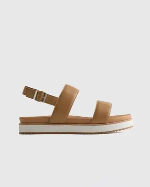 Quince Italian Leather Platform Sandals - Cashew