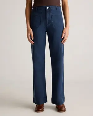 Quince French Terry Wide Leg Pants - Deep Navy