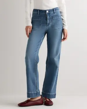 Quince French Terry Wide Leg Pants - River Blue