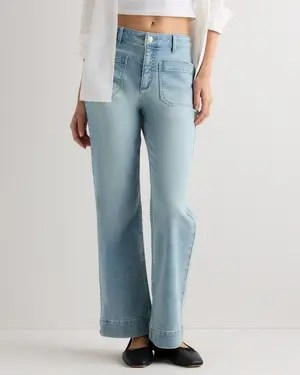 Quince French Terry Wide Leg Pants - Shore Blue