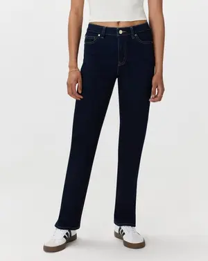 Quince Bella Stretch Straight Jeans - Deep Rinse