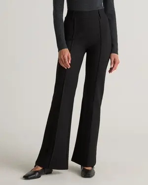 Quince Ultra-stretch Ponte Flare Leg Trousers - Black