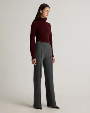 Quince Ultra-stretch Ponte Flare Leg Trousers - Charcoal