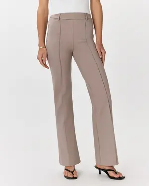 Quince Ultra-stretch Ponte Flare Leg Trousers - Morel Grey