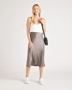 Quince Washable Silk Stretch V-neck Cami Top - Ivory
