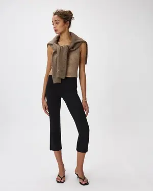 Quince Ultra-stretch Ponte Kick Flare Trousers - Black