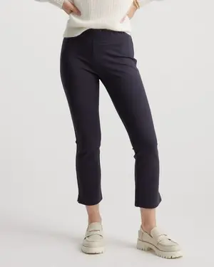 Quince Ultra-stretch Ponte Kick Flare Trousers - Navy