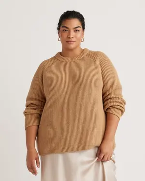 Quince Fisherman Crew Neck Sweater - Camel