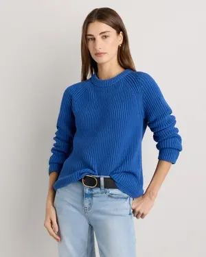 Quince QUINCE Fisherman Crew Neck Sweater Sapphire Blue
