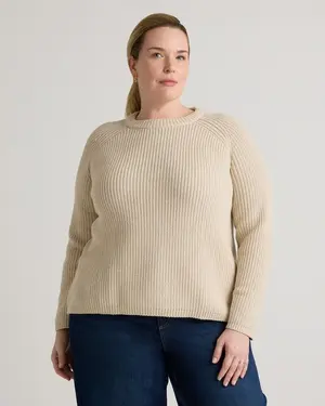 Quince Fisherman Crew Neck Sweater - Speckled Beige