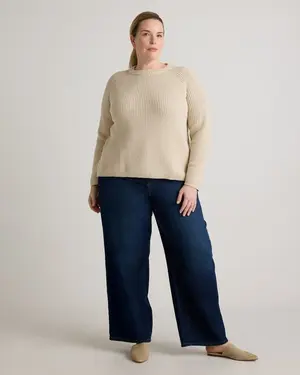 Quince Fisherman Crew Neck Sweater - Speckled Beige